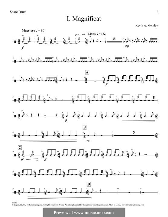 Magnificat (Brass Quintet) Parts by K.A. Memley - sheet music on MusicaNeo