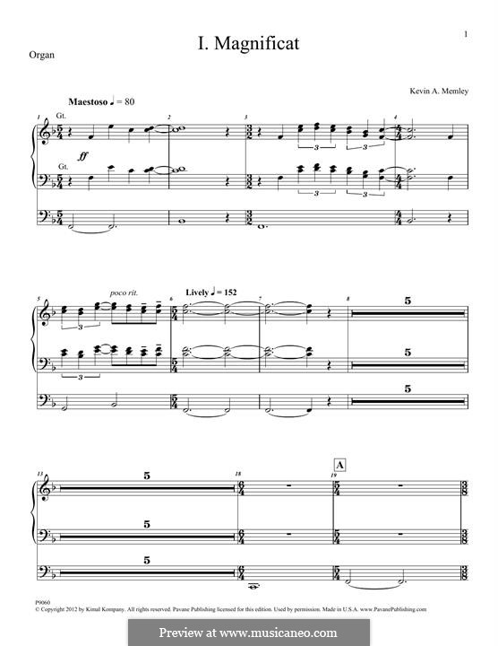Magnificat (Brass Quintet) Parts by K.A. Memley - sheet music on MusicaNeo