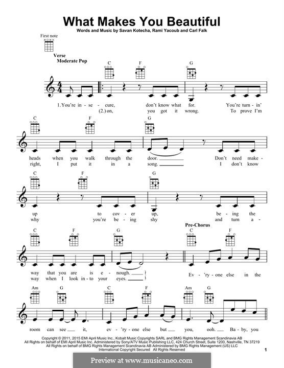 What Makes You Beautiful (One Direction) by C. Falk, S. Kotecha on ...