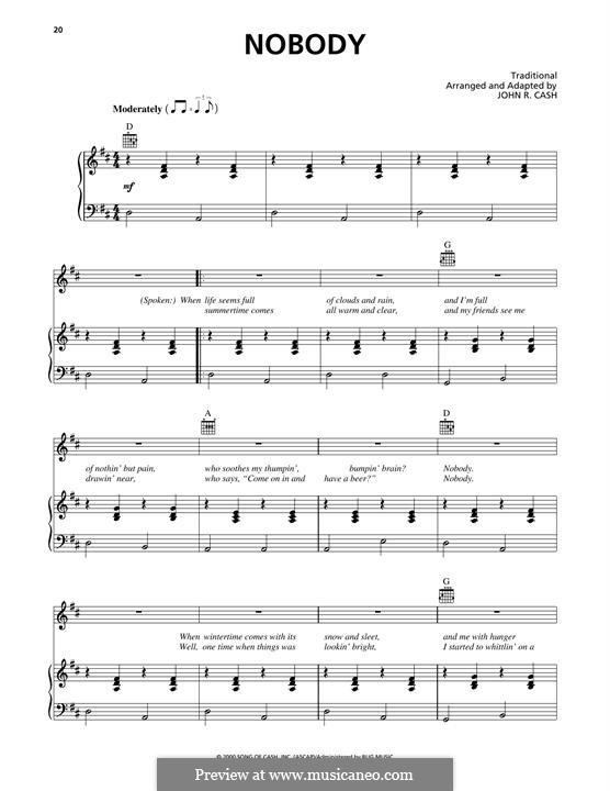 Nobody by folklore - sheet music on MusicaNeo