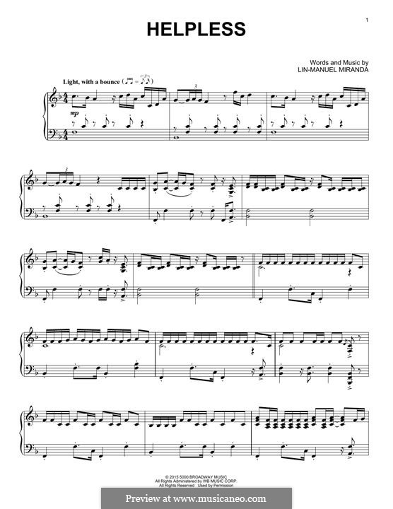 Helpless (from Hamilton) by L. Miranda - sheet music on MusicaNeo