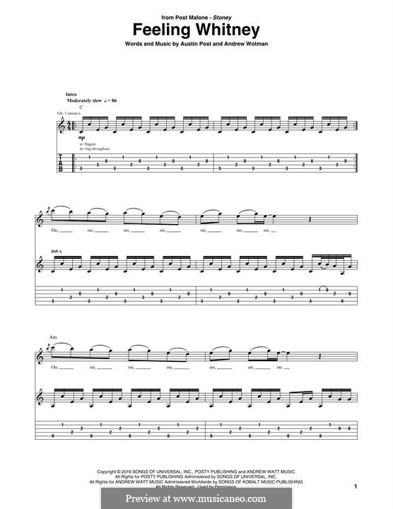 Feeling Whitney (Post Malone) by A. Wotman - sheet music on MusicaNeo