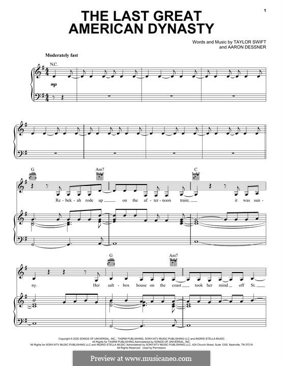 The last great american dynasty (Taylor Swift) by A. Dessner on MusicaNeo