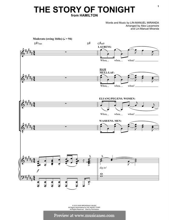 The Story Of Tonight (from Hamilton) by L. Miranda on MusicaNeo