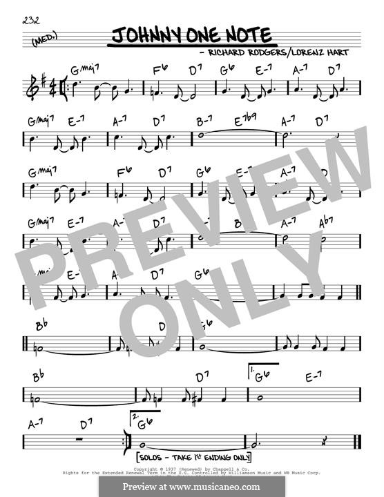 Johnny One Note by R. Rodgers - sheet music on MusicaNeo