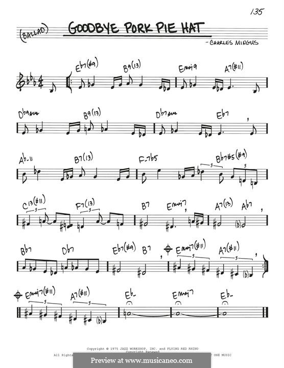 Goodbye Pork Pie Hat by C. Mingus - sheet music on MusicaNeo