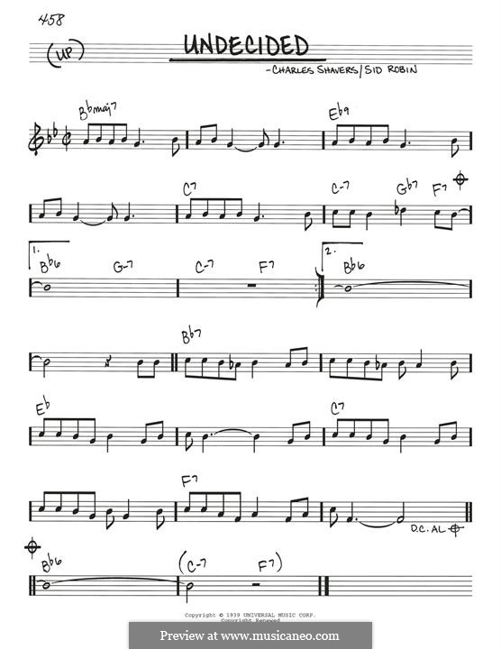 Undecided (Ella Fitzgerald) by C. Shavers - sheet music on MusicaNeo