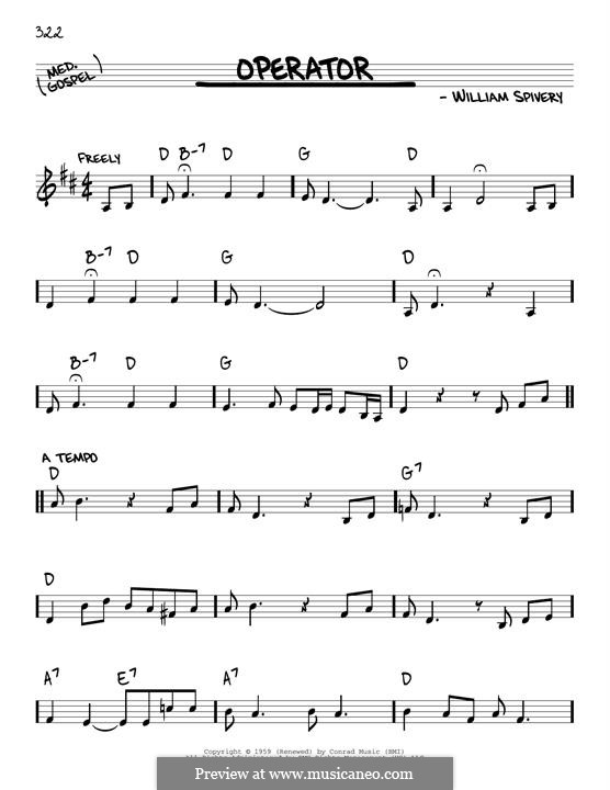 Operator (Manhattan Transfer) by W. Spivery - sheet music on MusicaNeo