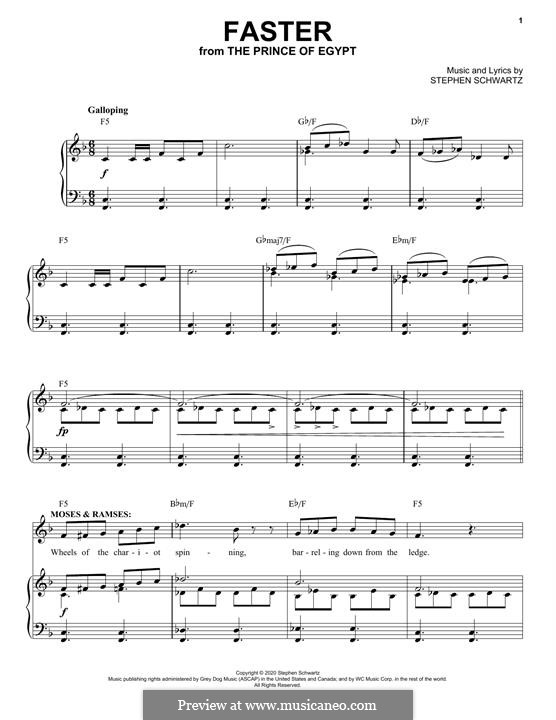 Faster (from The Prince Of Egypt: A New Musical) by S. Schwartz on ...