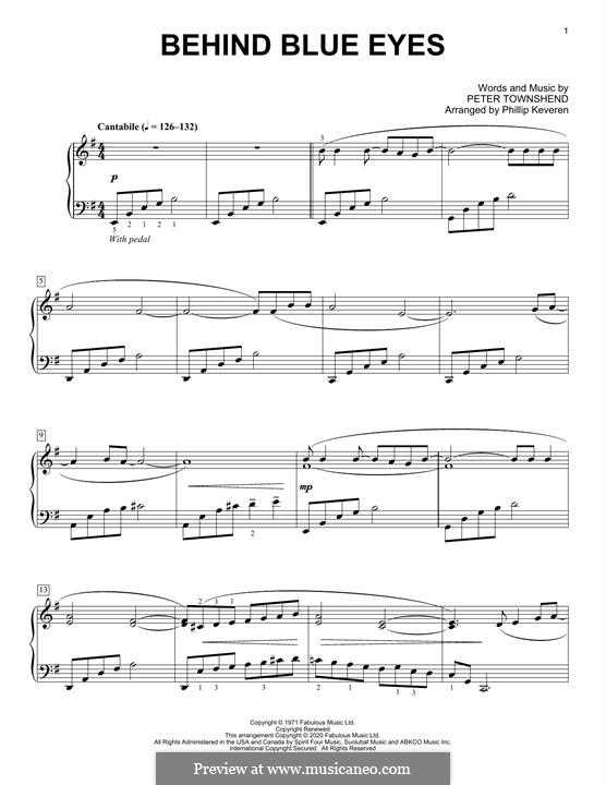 Behind Blue Eyes Limp Bizkit By P Townshend Sheet Music On Musicaneo