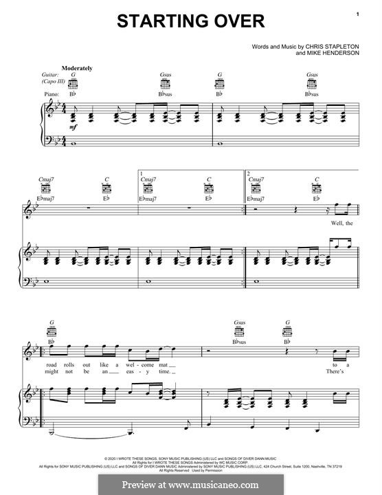 Starting Over by C. Stapleton - sheet music on MusicaNeo
