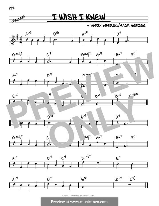 I Wish I Knew (Dick Haymes) by H. Warren - sheet music on MusicaNeo