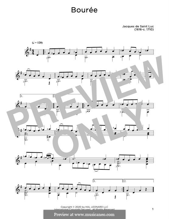 Bouree by J.d. Saint Luc - sheet music on MusicaNeo