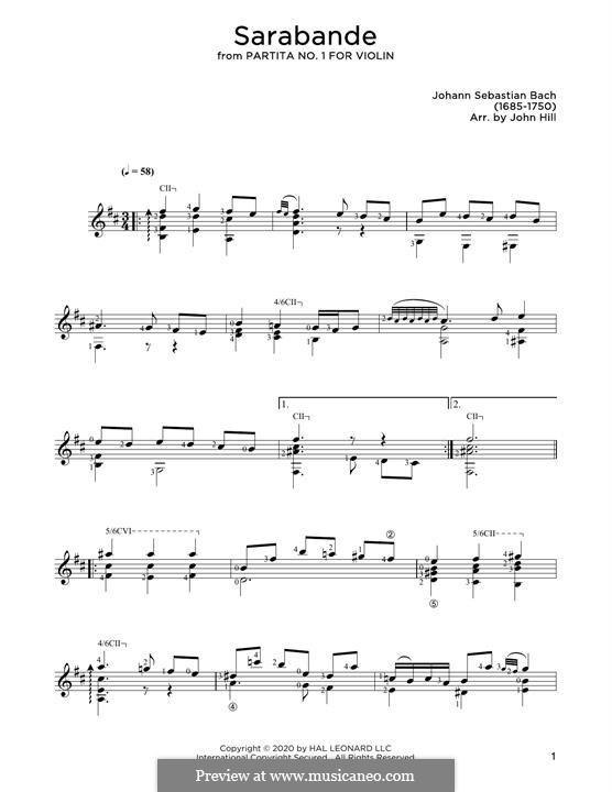Partita for Violin No.1 in B Minor, BWV 1002 by J.S. Bach on MusicaNeo