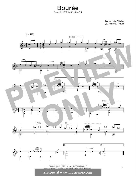 Bouree by R.d. Visée - sheet music on MusicaNeo