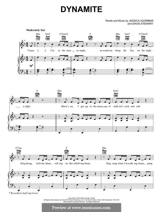 Dynamite (BTS) by D.A. Stewart - sheet music on MusicaNeo