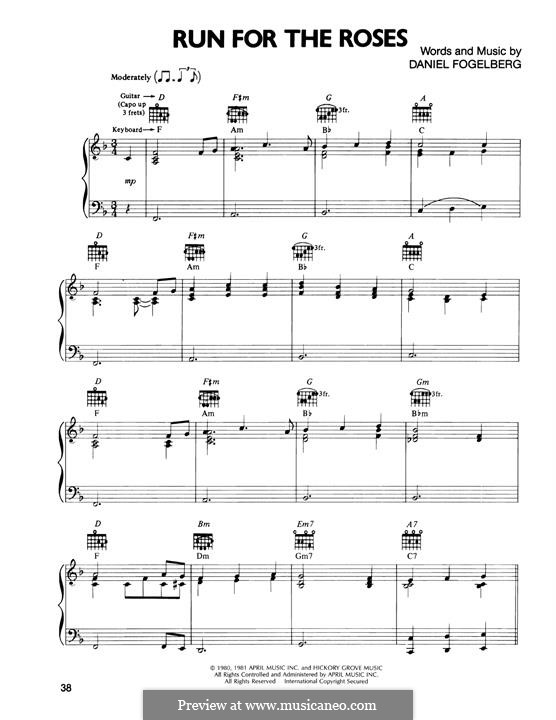 Run For The Roses by D. Fogelberg - sheet music on MusicaNeo