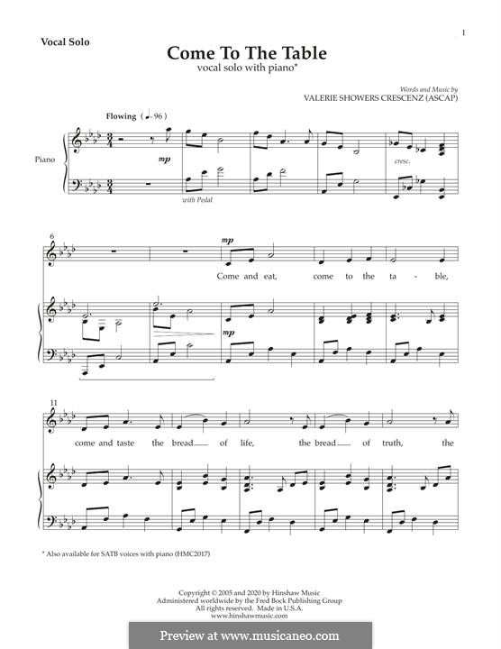 Come to the Table by V. Crescenz - sheet music on MusicaNeo