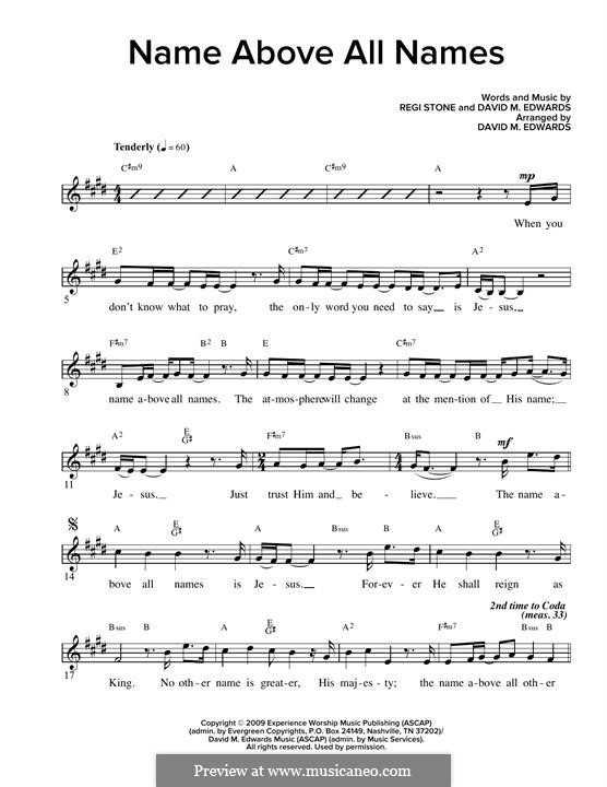 Name Above All Names by R. Stone - sheet music on MusicaNeo