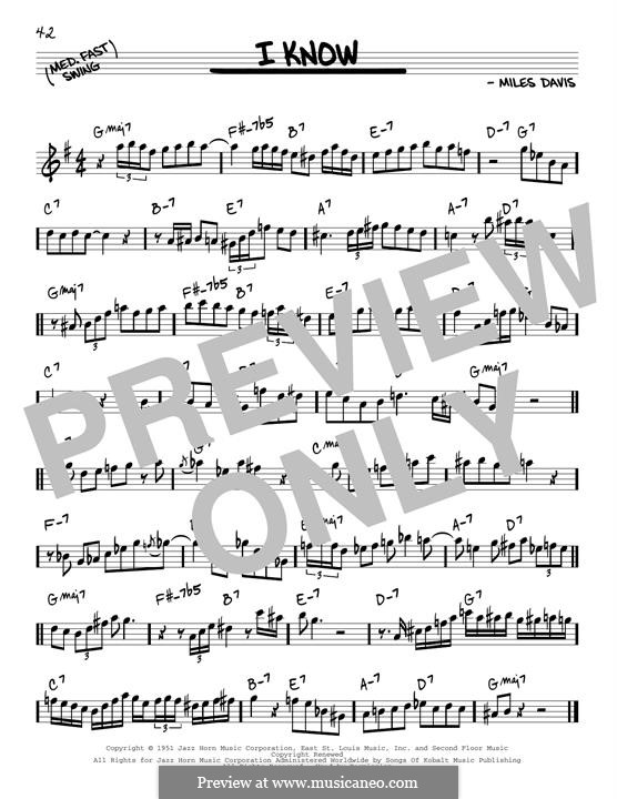 I Know by M. Davis - sheet music on MusicaNeo
