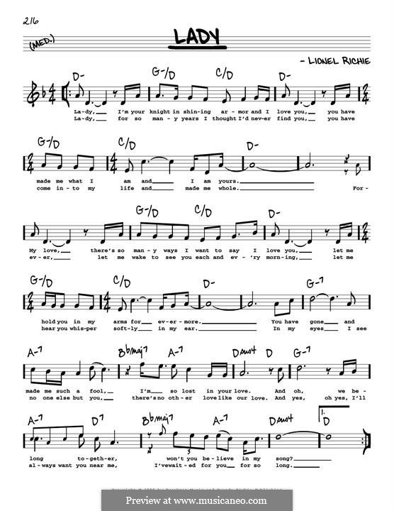 Lady by L. Richie - sheet music on MusicaNeo