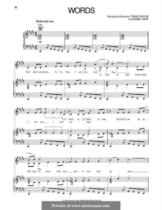 Words (The Monkees) by B. Hart - sheet music on MusicaNeo