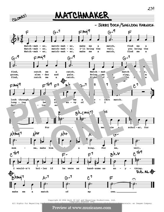 Matchmaker (from The Fiddler on the Roof) by J. Bock on MusicaNeo