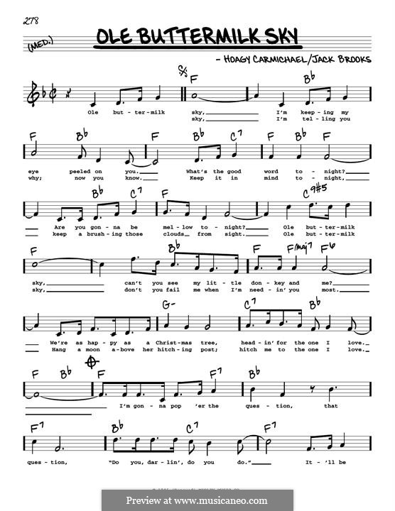 Ole Buttermilk Sky by H. Carmichael, J. Brooks - sheet music on MusicaNeo