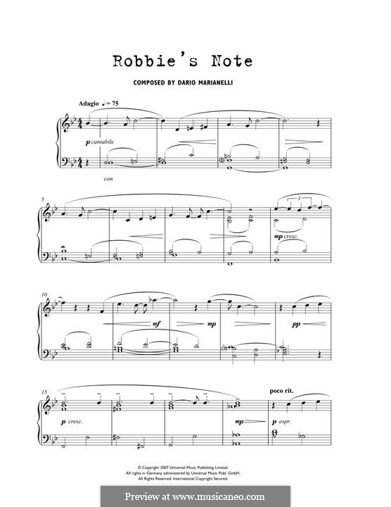 Robbie's Note (from Atonement) by D. Marianelli - sheet music on MusicaNeo