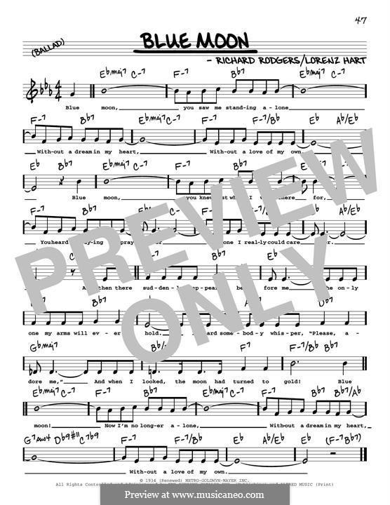 Blue Moon by R. Rodgers - sheet music on MusicaNeo