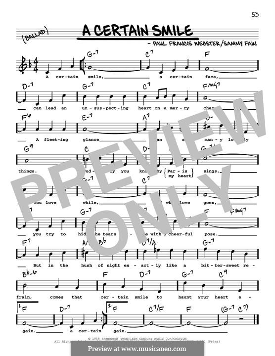 A Certain Smile (Johnny Mathis) by S. Fain - sheet music on MusicaNeo