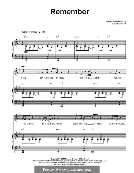 Remember by C. Smith - sheet music on MusicaNeo