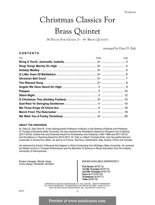 Christmas Classics for Brass Quintet by G. Ziek - sheet music on MusicaNeo