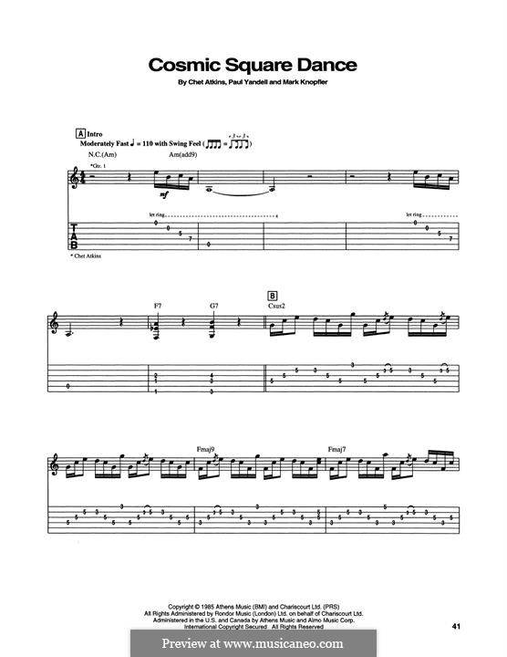 Cosmic Square Dance (Chet Atkins) by M. Knopfler - sheet music on MusicaNeo