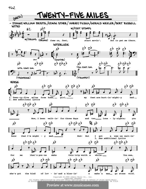 Twenty Five Miles by E. Starr, H. Fuqua, J. Bristol on MusicaNeo