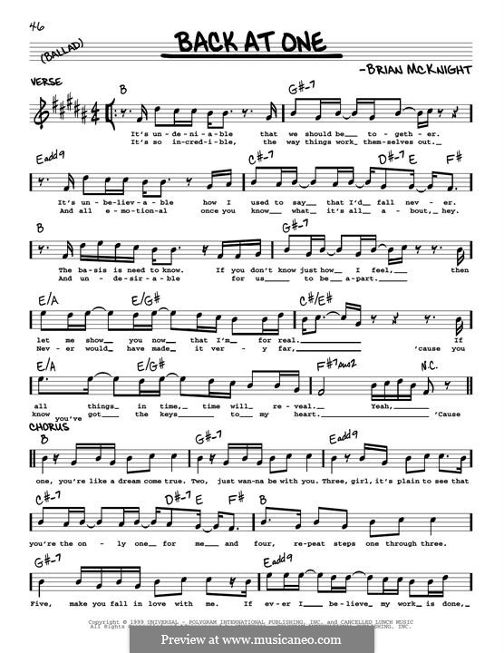 Back at One by B. McKnight - sheet music on MusicaNeo