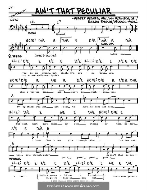 Ain't That Peculiar (Marvin Gaye) by R.C. Rogers, M. Tarplin, W. Moore ...