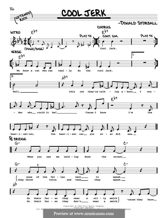 Cool Jerk (The Capitols) by D. Storball - sheet music on MusicaNeo