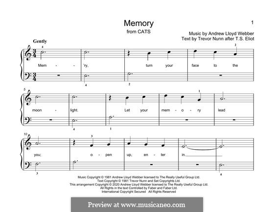 Piano version (Memory (from Cats)) by A.L. Webber on MusicaNeo