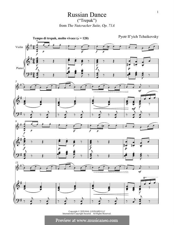 No.4 Russian Dance (Trepak) (The Nutcracker. Suite, TH 35 Op.71a) by P. Tchaikovsky on MusicaNeo