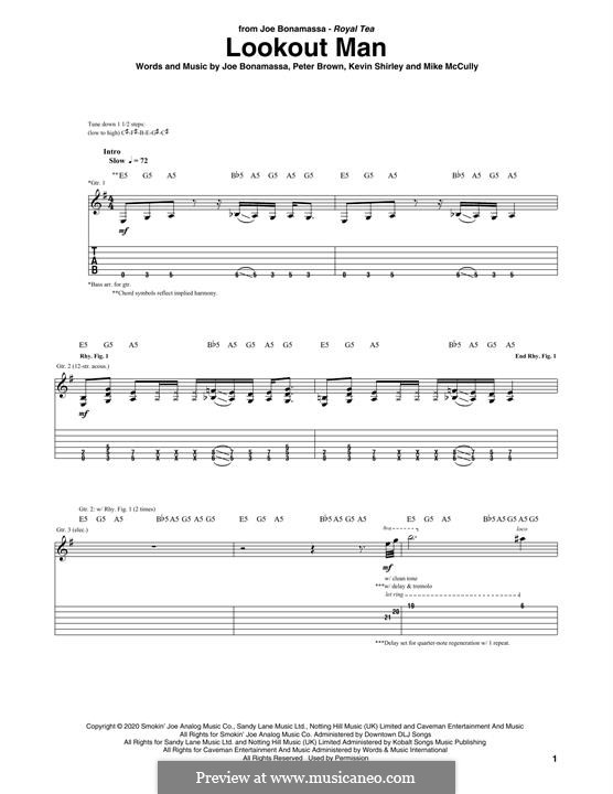 Lookout Man by J. Bonamassa - sheet music on MusicaNeo