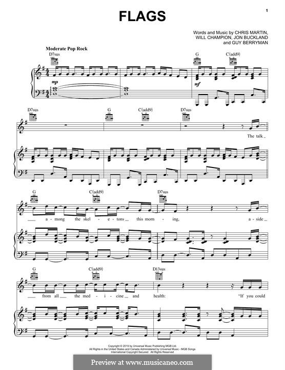 Flags (Coldplay) by C. Martin - sheet music on MusicaNeo