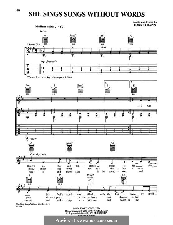 She Sings Songs Without Words by H. Chapin - sheet music on MusicaNeo