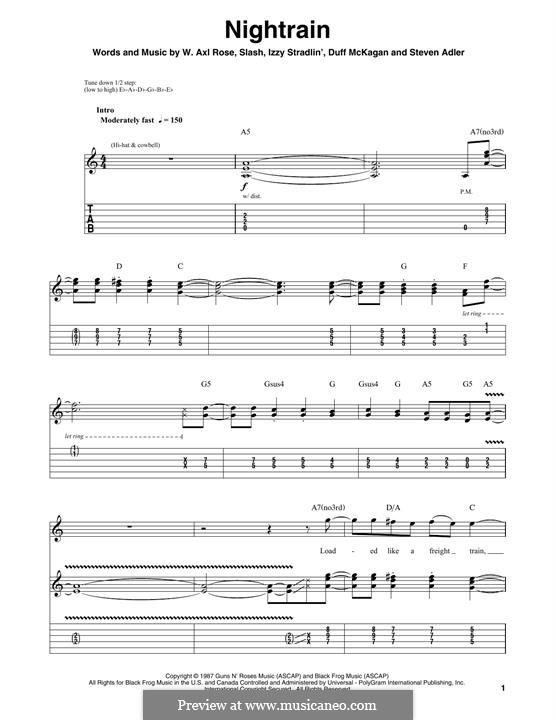 Nightrain (Guns N' Roses) by W.A. Rose - sheet music on MusicaNeo