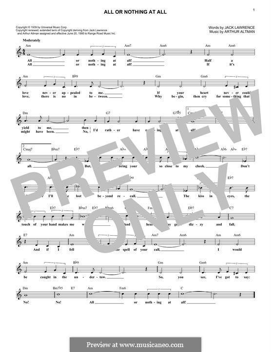 All or Nothing at All by A. Altman, J. Lawrence - sheet music on MusicaNeo