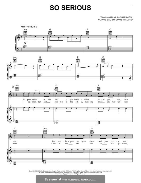 So Serious (Sam Smith) by L. Wiklund - sheet music on MusicaNeo