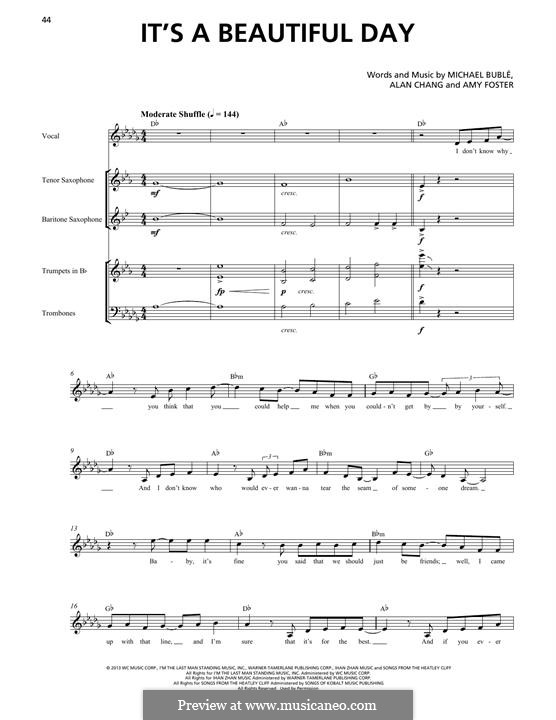 It's a Beautiful Day by A. Chang, M. Bublé - sheet music on MusicaNeo