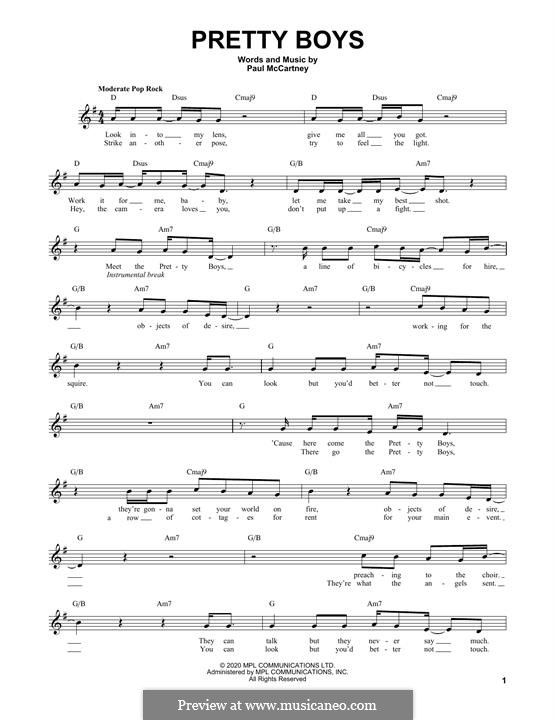 Pretty Boys by P. McCartney - sheet music on MusicaNeo
