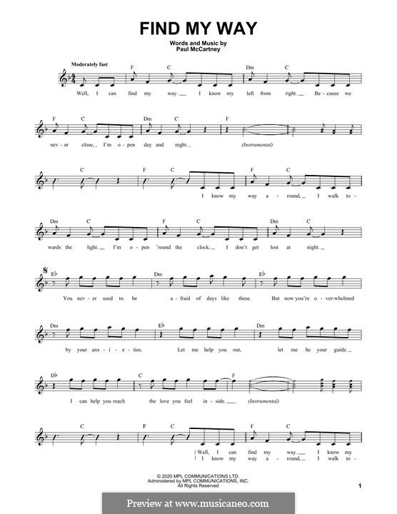 Find My Way by P. McCartney - sheet music on MusicaNeo