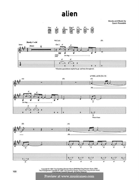 Alien (Bush) by G. Rossdale - sheet music on MusicaNeo